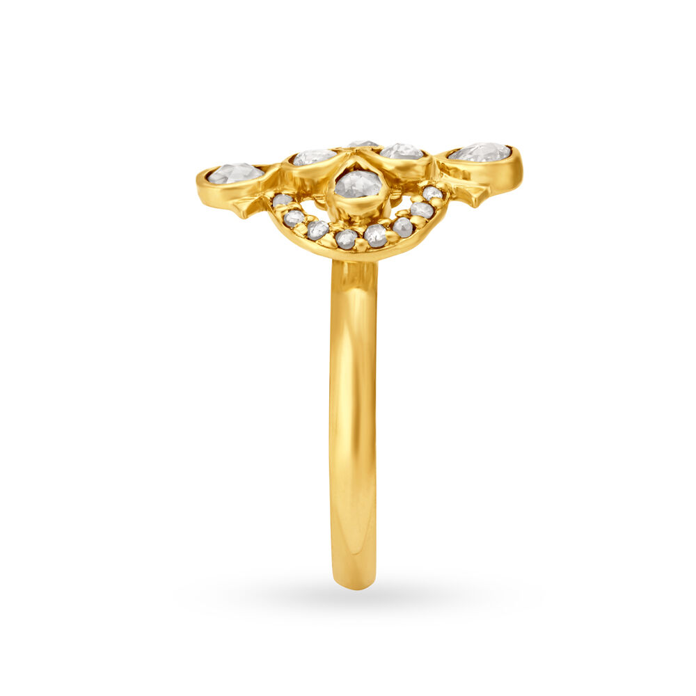 Eccentric 18 Karat Yellow Gold And Polki Diamond Ring