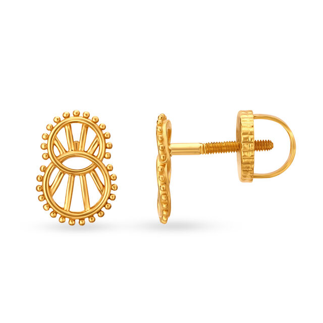 Contemporary Geometric Elegant Round Gold Stud Earrings
