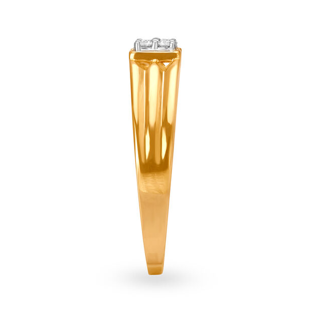 6 Stone Geometric Gold and Diamond Finger Ring
