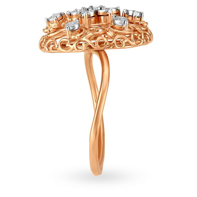 Opulent 18 Karat Rose And White Gold And Diamond Cocktail Ring