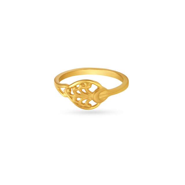 Lush Leaf Gold Finger Ring For Kids