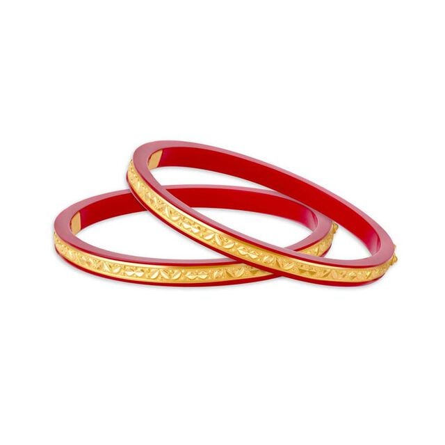 Gold Border Red Pola Bangle