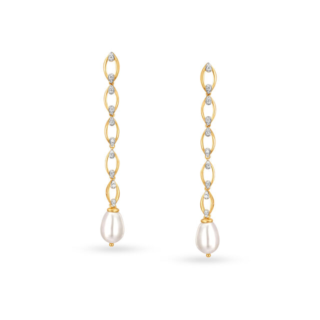 Sleek Elongated Diamond Drop Earrings With Rock Crystal