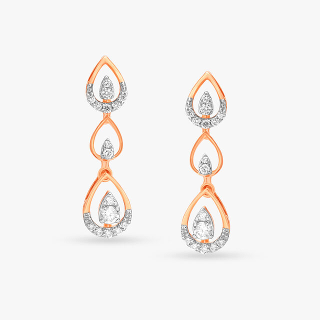 Contemporary Rose Gold Diamond Drop Earrings