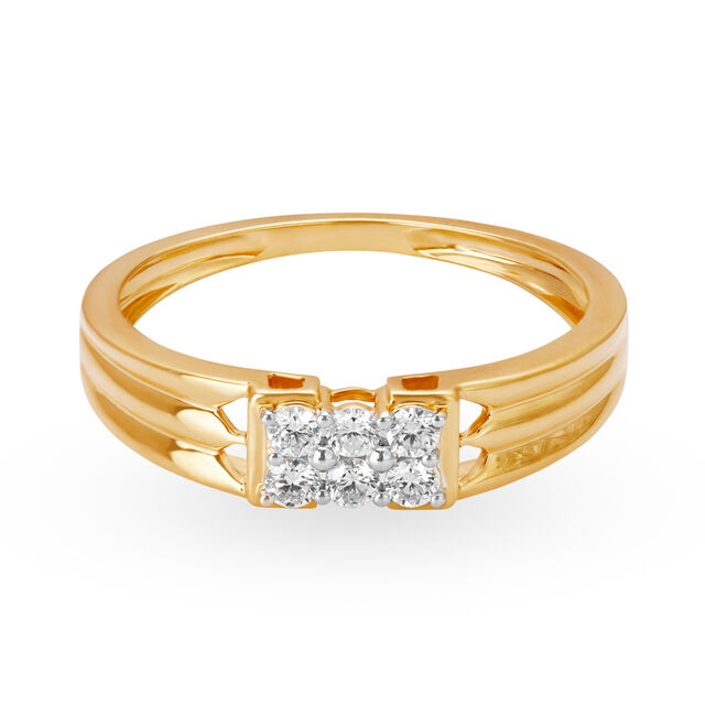 6 Stone Geometric Gold and Diamond Finger Ring