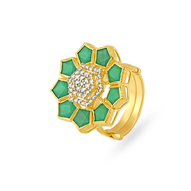 Harmonious Ring with Un-cut Diamonds and Onyx