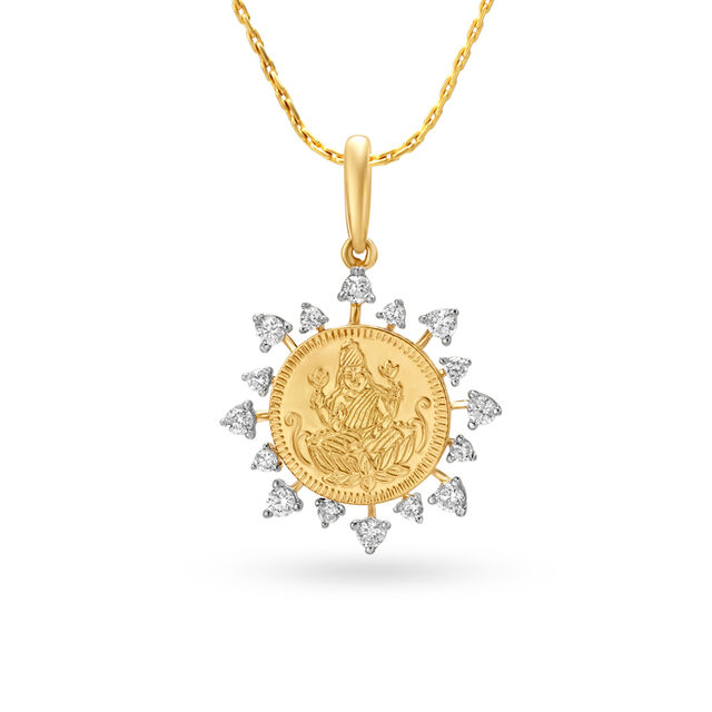 Radial Goddess Laxmi Diamond Pendant