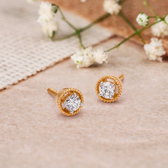 Contemporary Single Stone Diamond Stud Earrings
