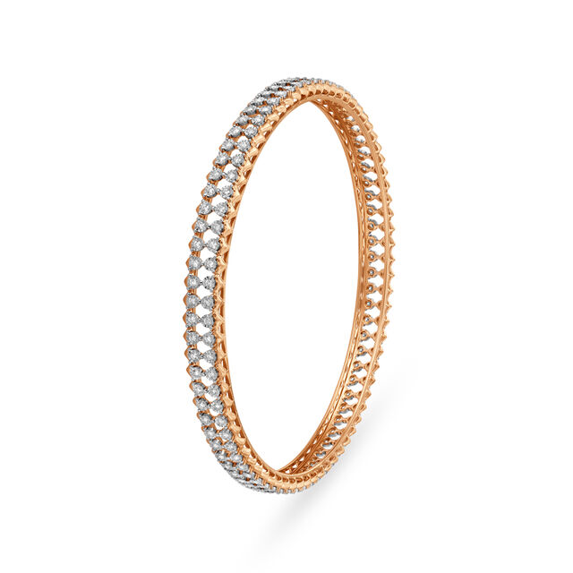 Sparkling Diamond Mesh Bangle White and Rose Gold