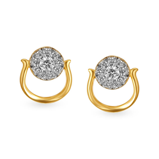 Contemporary Solitaire Style Diamond Stud Earrings
