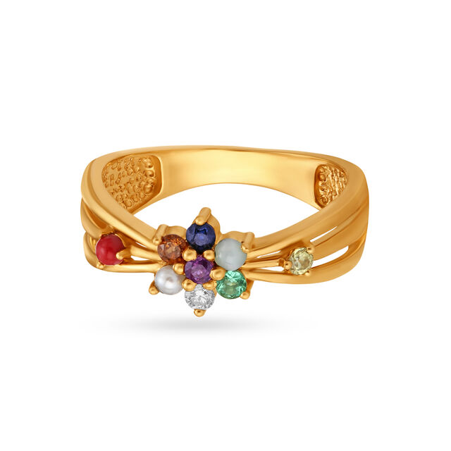 Mesmerising Floral Ring With Navaratnam Stones