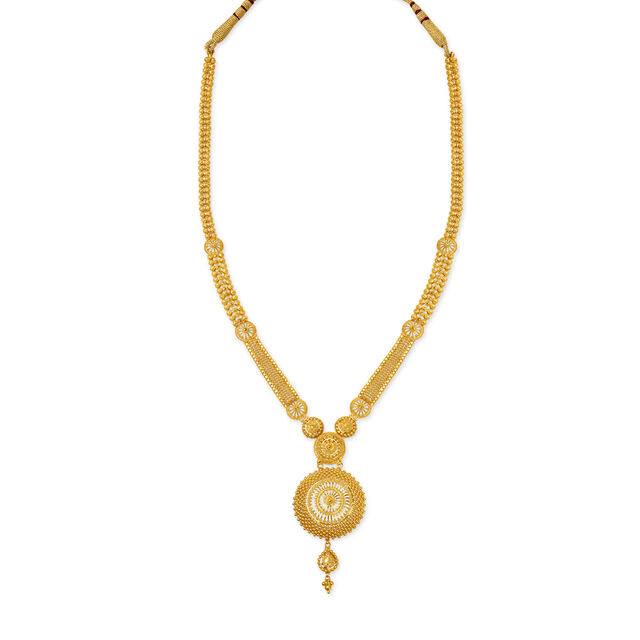 Ravishing 22 Karat Yellow Gold Beaded Disc Necklace And Earrings Set