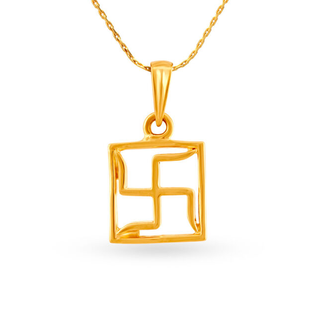 Contemporary Swastik Gold Pendant