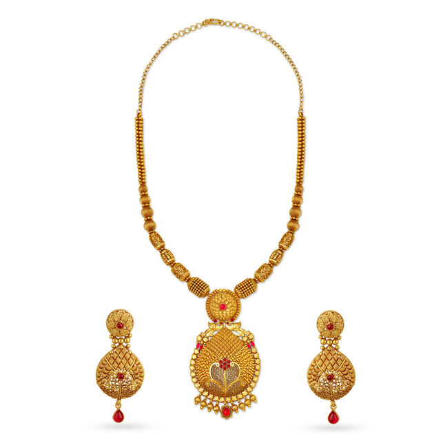 Floral Textured Necklace Set