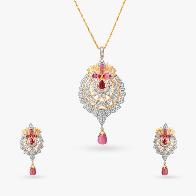 Captivating Diamond Pendant and Earrings Set