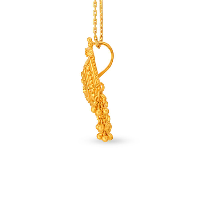 Jali Work Heart Motif Single Hook Gold Pendant