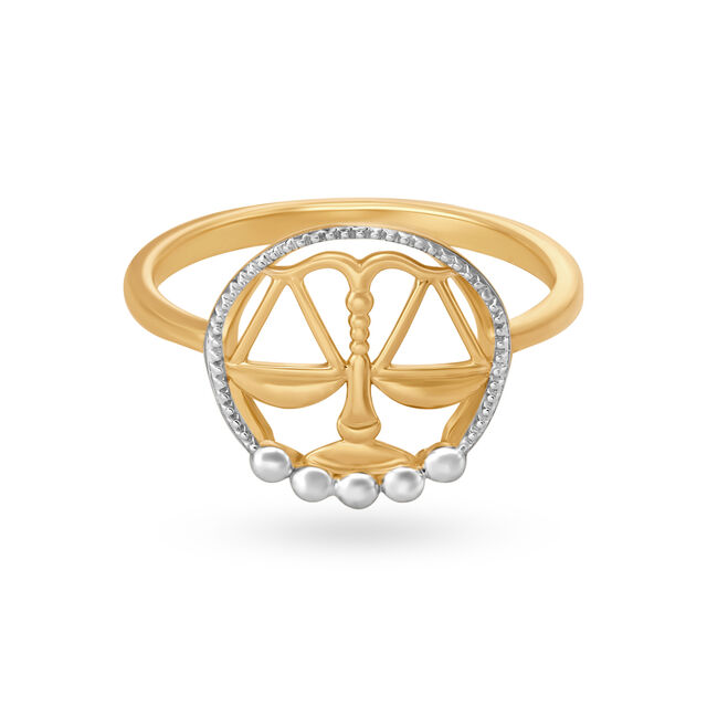 Libra Zodiac Gold Finger Ring