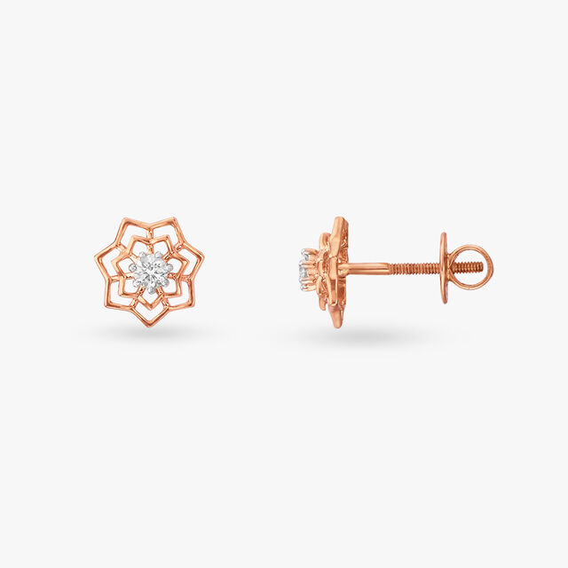 Angular Diamond Stud Earrings