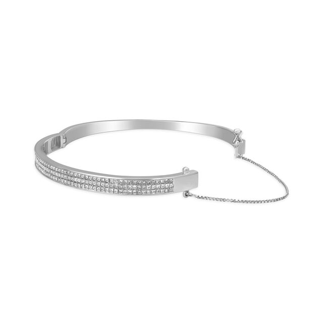 Chic White Gold and Diamond Bangle