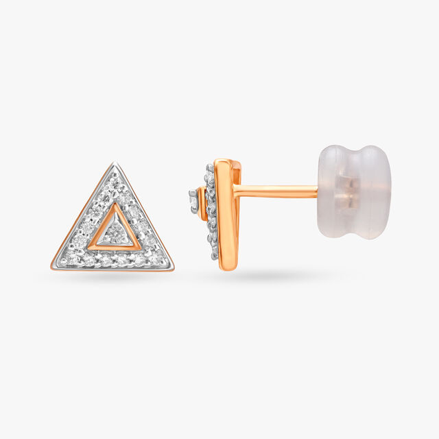 Radiant Triangular Diamond Stud Earrings