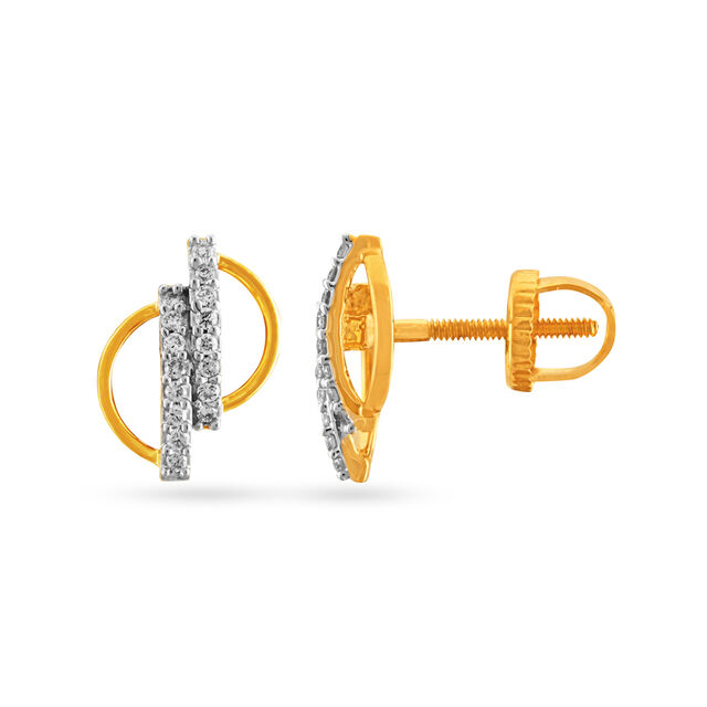 Sophisticated Half Circle Diamond Pendant and Earrings Set