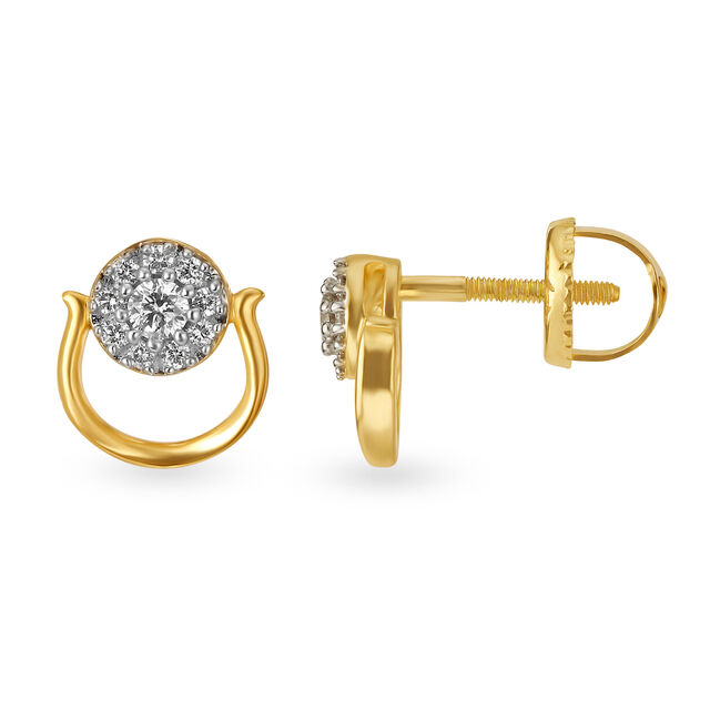 Contemporary Solitaire Style Diamond Stud Earrings