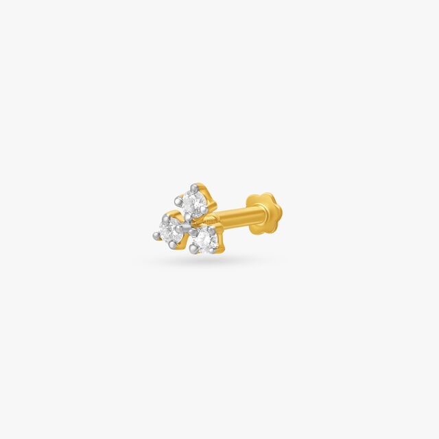 Stunning Three Stone Diamond Nose Pin
