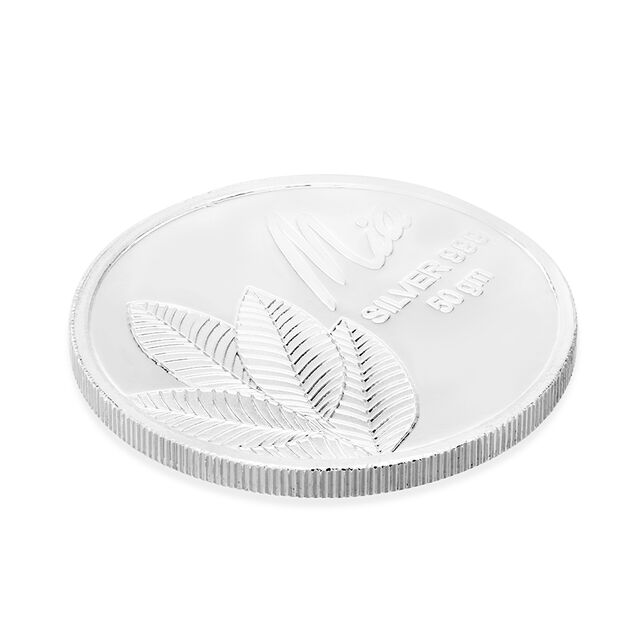 50 GM 999 Silver Divine Mango Leaf Coin