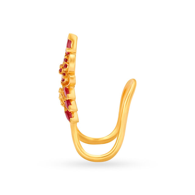Traditional 22 Karat Gold And Ruby Vanki Finger Ring
