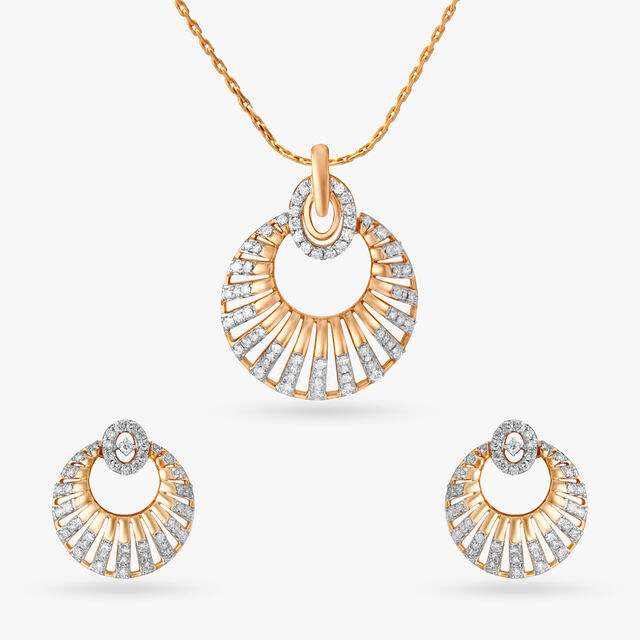 Classic Glam Diamond Pendant and Earrings Set