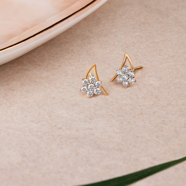 Chic Floral Seven Stone Diamond Stud Earrings