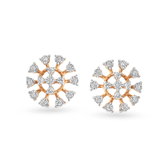 Wondrous Rose Gold and Diamond Stud Earrings