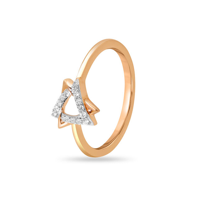 14KT Rose Gold Twinning Trinket Diamond Finger Ring