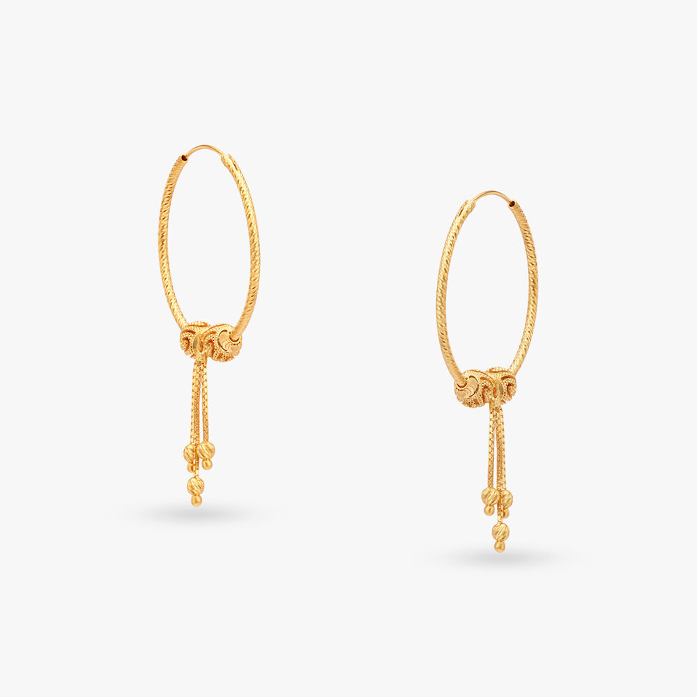 Beaded Gold Hoop Earrings