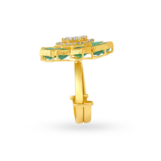 Harmonious Ring with Un-cut Diamonds and Onyx