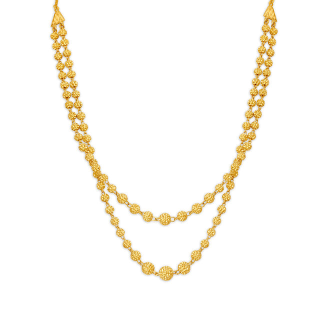 Exquisite Yellow Gold Dual Spiked Orb Chain