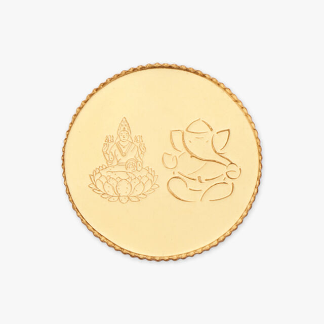 1 gram 22 Karat Gold Coin with Lakshmi Ganesha Motif