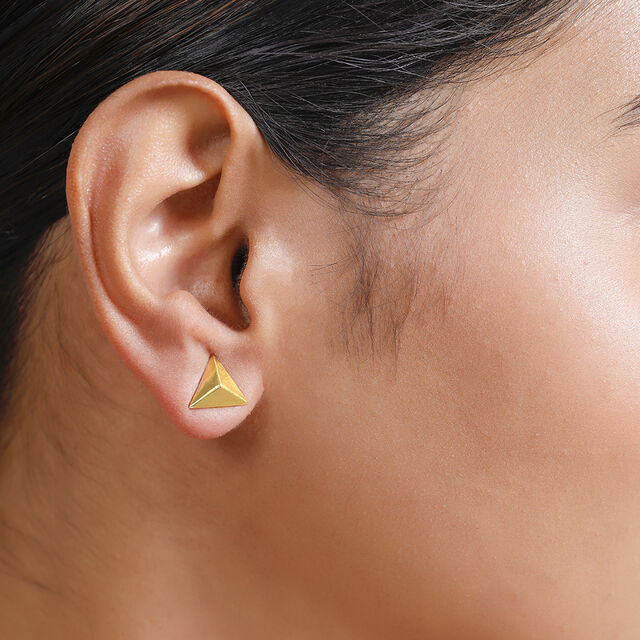 14KT Yellow Gold Chic Triangles Stud Earrings