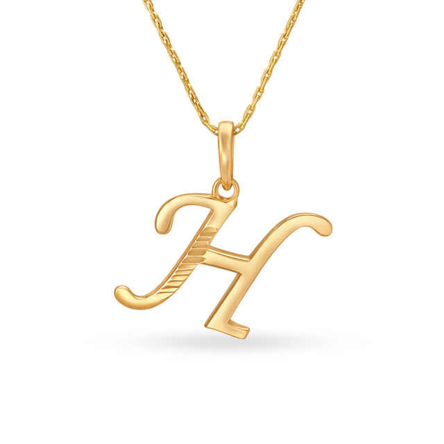 Slender Typographic Letter H Gold Pendant