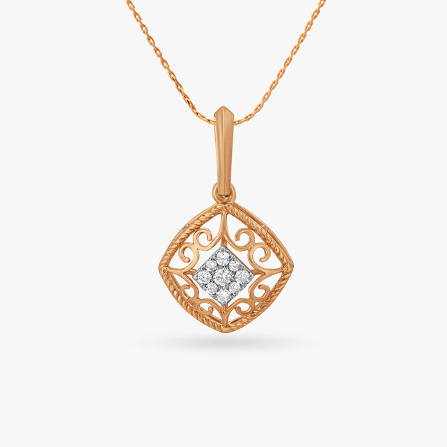 Dainty Filigree Diamond Pendant and Earrings Set