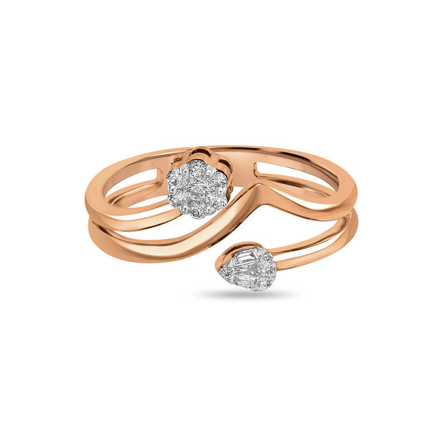 18KT Rose Gold Abstract Diamond Ring