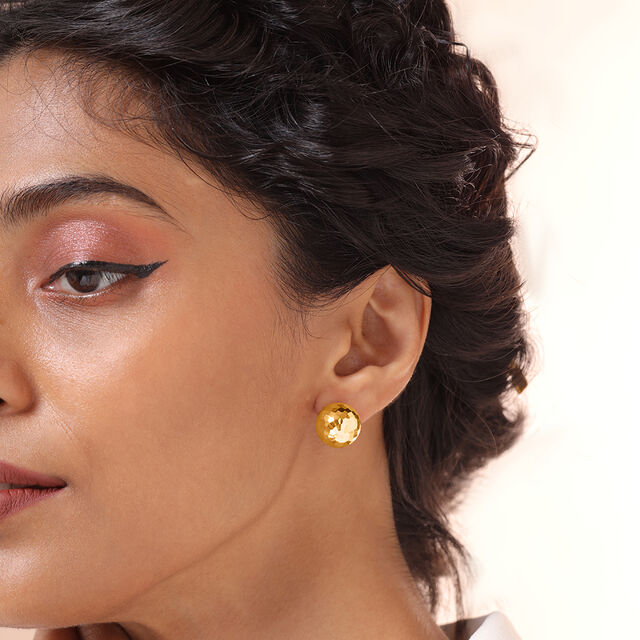 Edgy Sphere 18KT Gold Stud Earrings