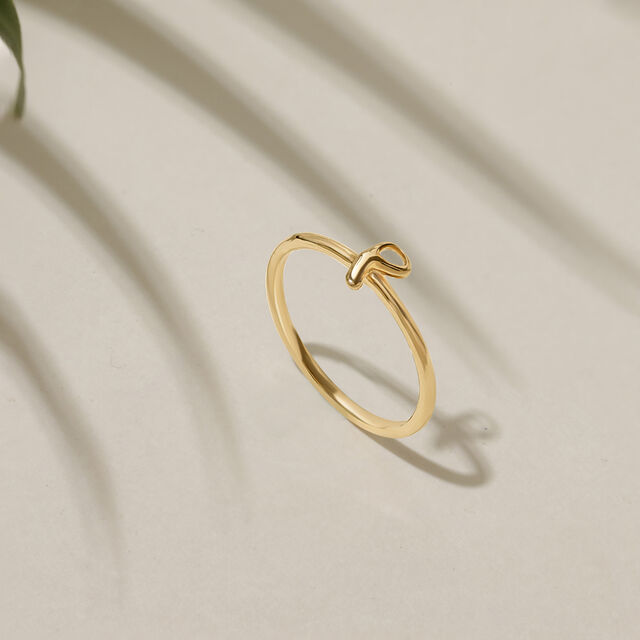 Letter P 14KT Yellow Gold Initial Ring