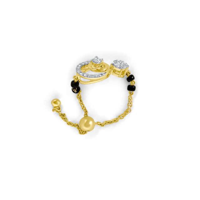 14kt Yellow Gold Lock Your Love with Diamond Finger Mangalsutra