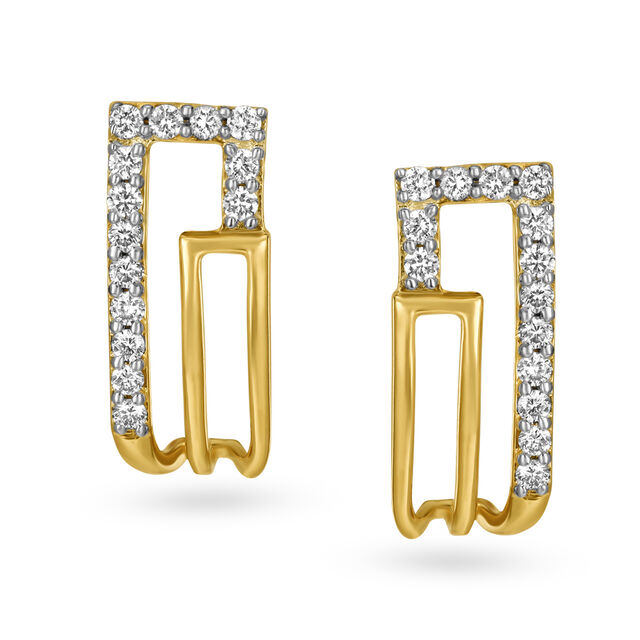 Edgy Gold and Diamond Hoop Earrings