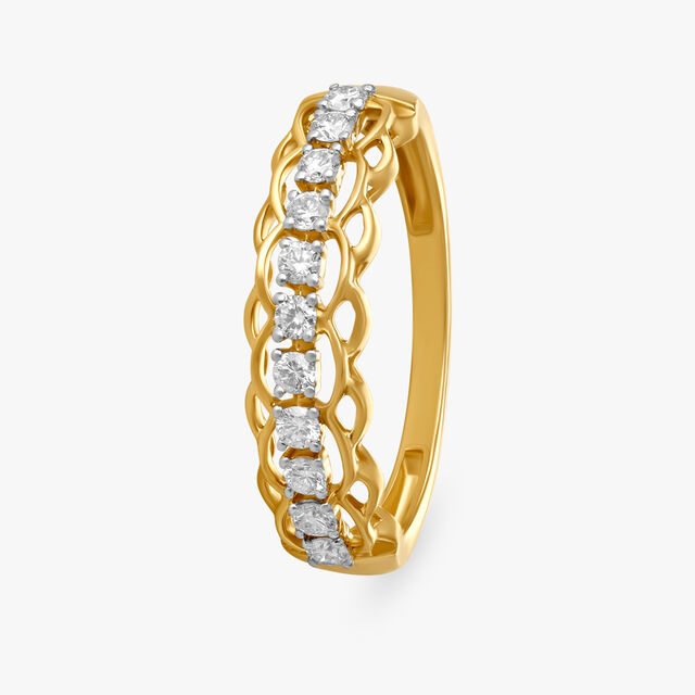 Linear Jali Diamond Ring