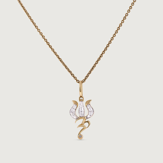 Divine Trishul Gold and Diamond Pendant