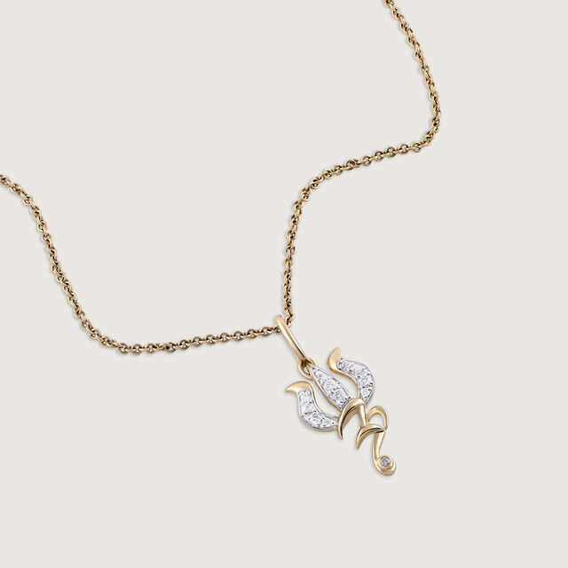 Buy Divine Trishul Gold and Diamond Pendant at Best Price | Tanishq UAE