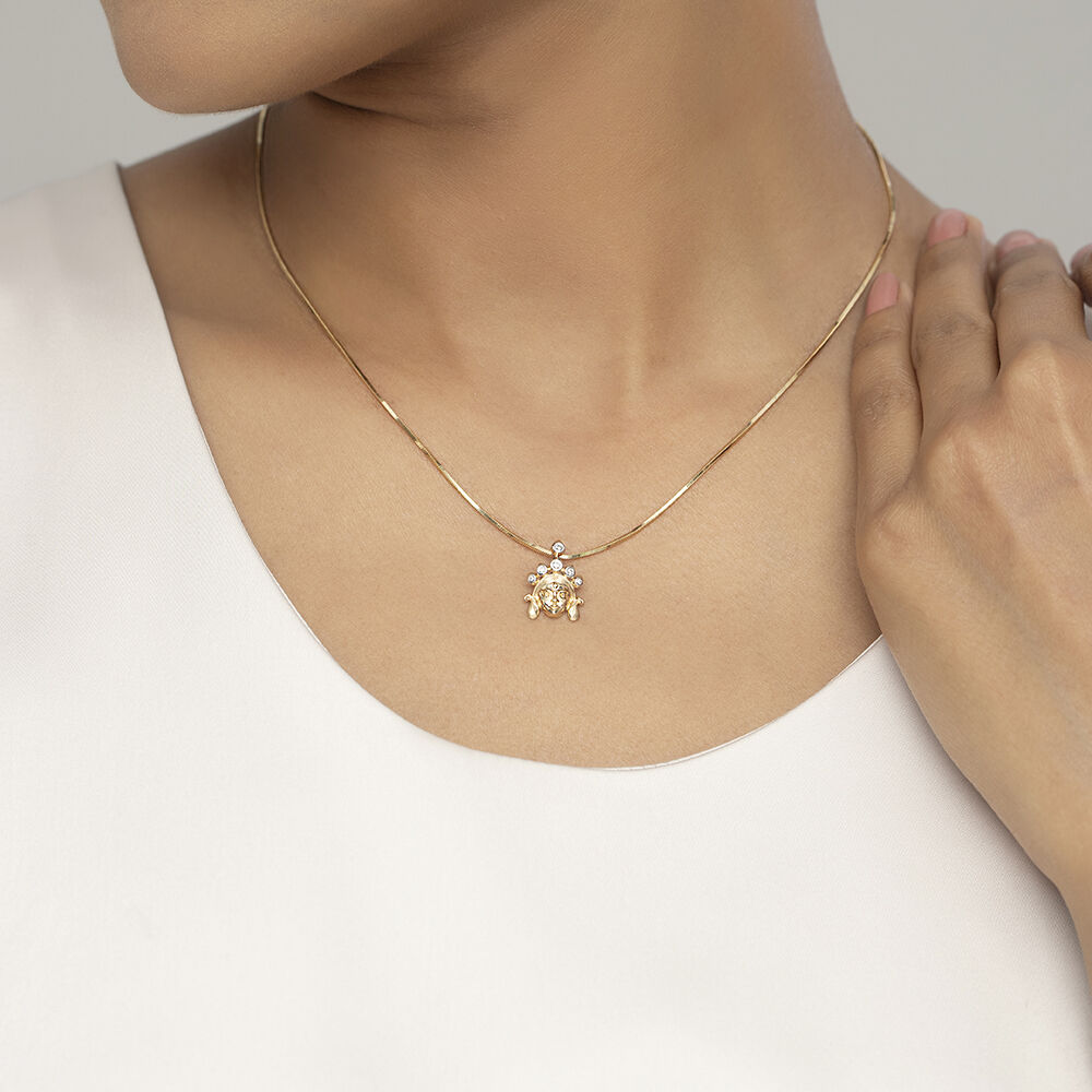 Maa Durga Gold and Diamond Pendant