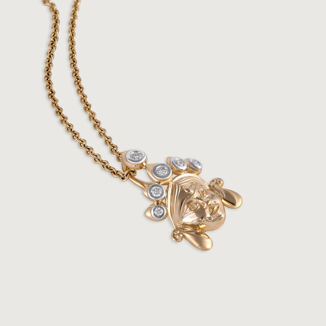 Maa Durga Gold and Diamond Pendant